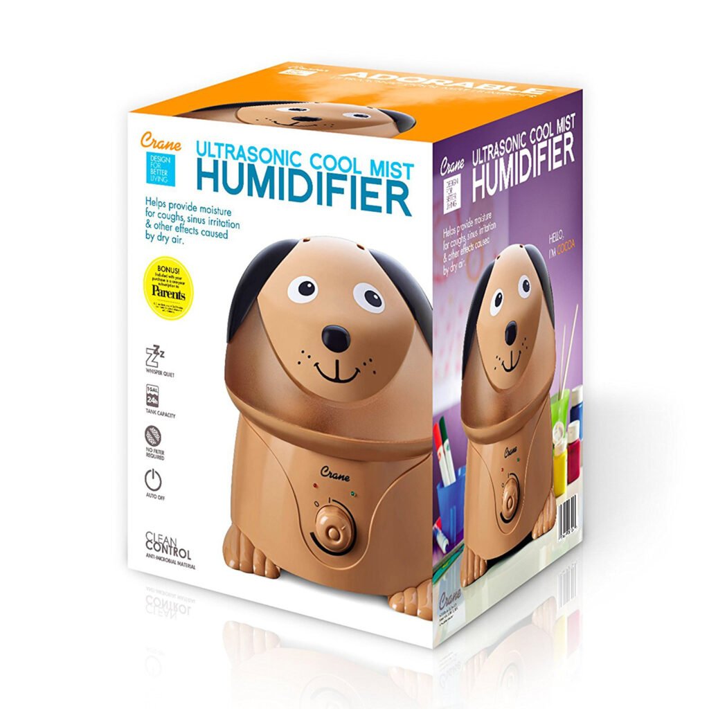 Crane 1 Gal. Adorable Dog Cool-Mist Humidifier for Personal Therapeutic ...