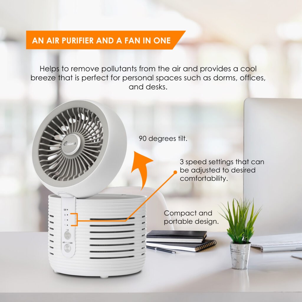 3-in-1 True Hepa H13 Desktop Air Purifier + Fan with UV - Crane Philippines