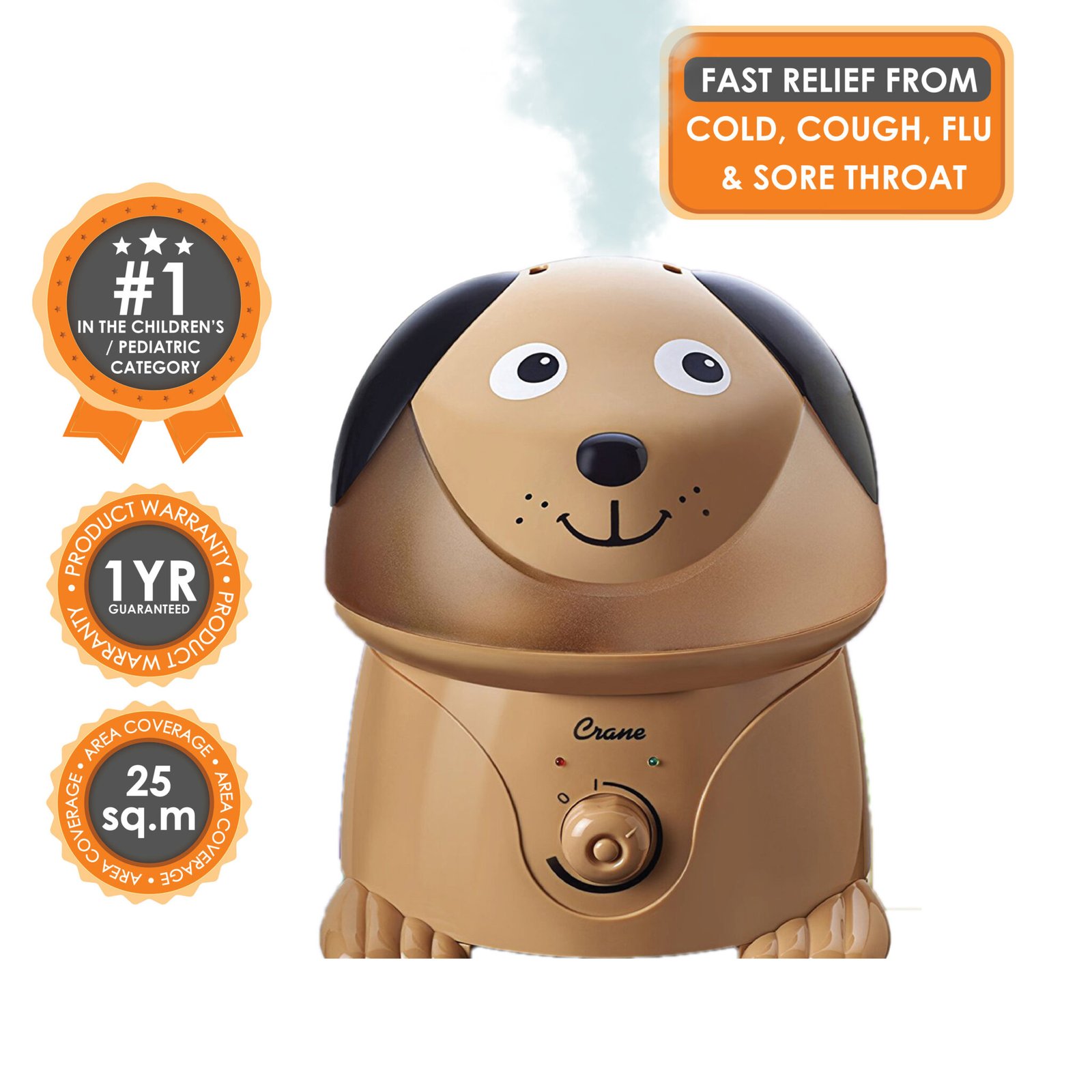 Crane 1 Gal. Adorable Dog Cool-Mist Humidifier for Personal Therapeutic ...