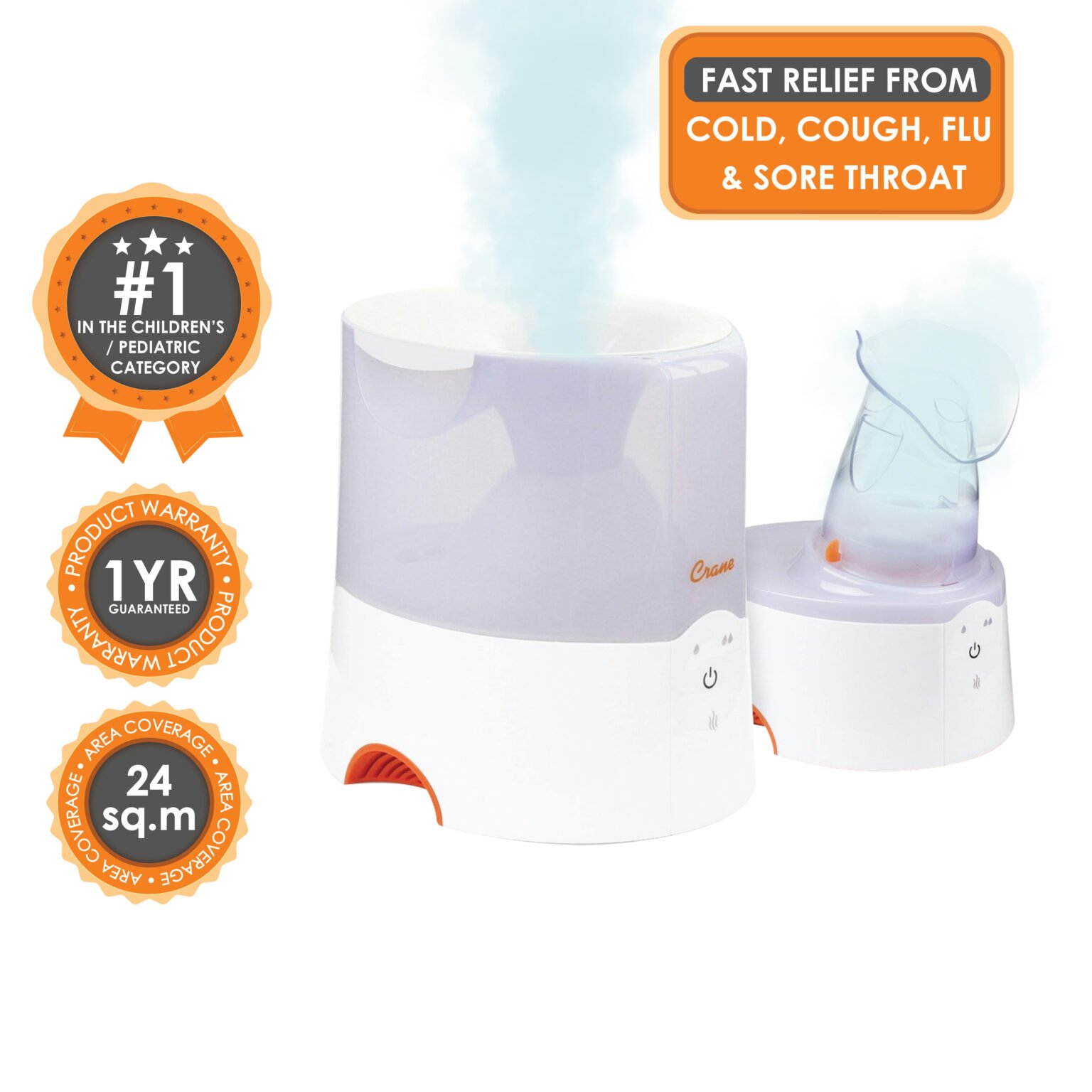 0.5 Gal. 2-in-1 Warm Mist Humidifier & Respiration Steam Inhaler for ...